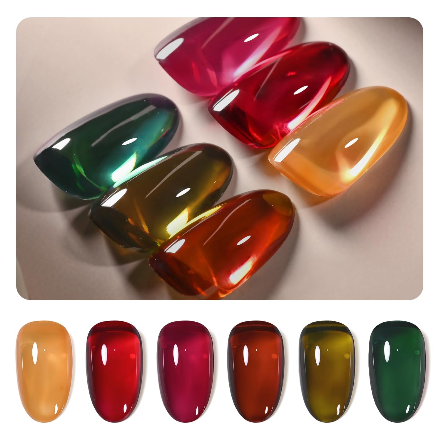 GAOY Wonder Color Gel Nail Polish, Jelly Red Green Brown Yellow Hot ...