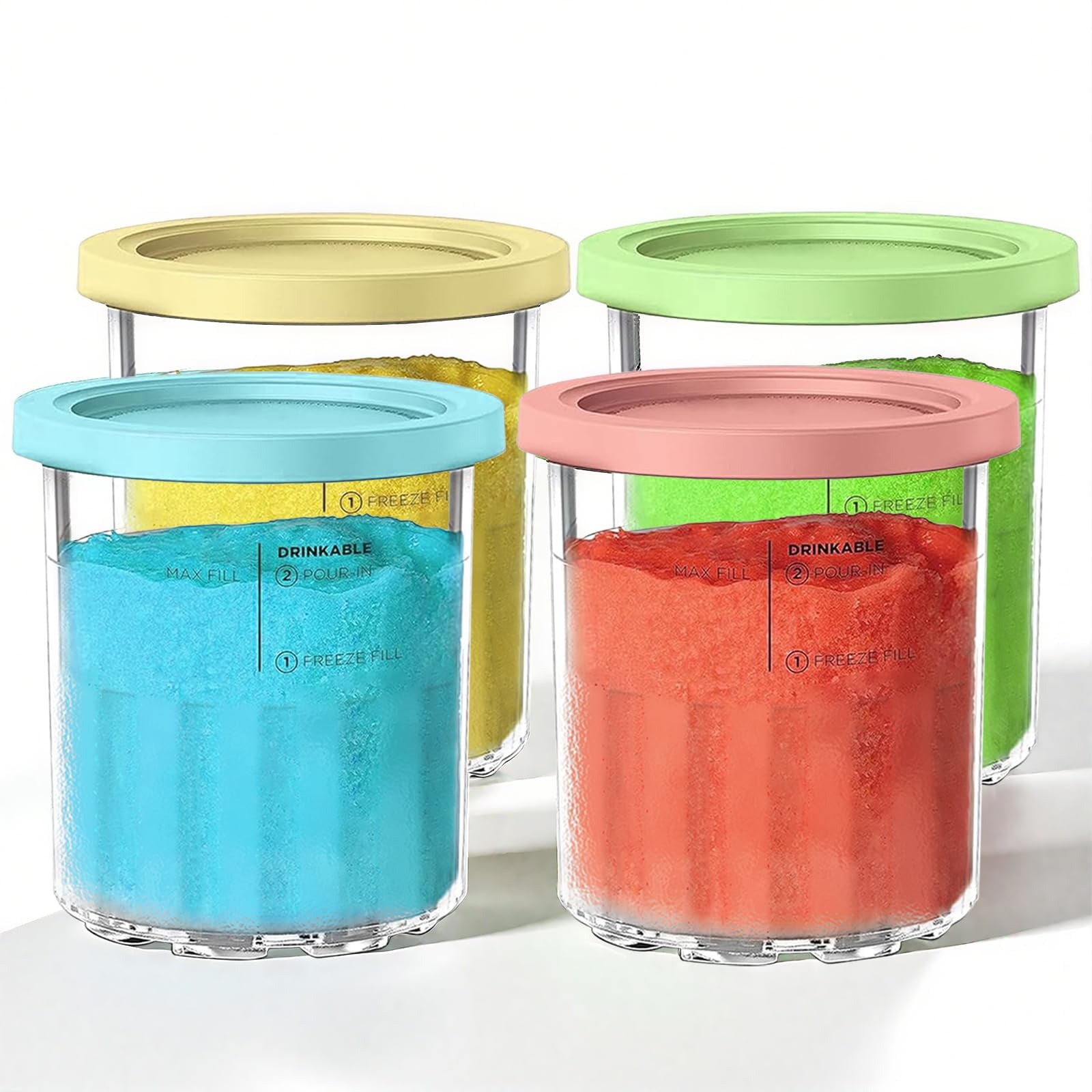 GAOZAILI 4 Pack for Ninja Creami Deluxe Pints and Lids, 24OZ XL Family Size Compatible with ...