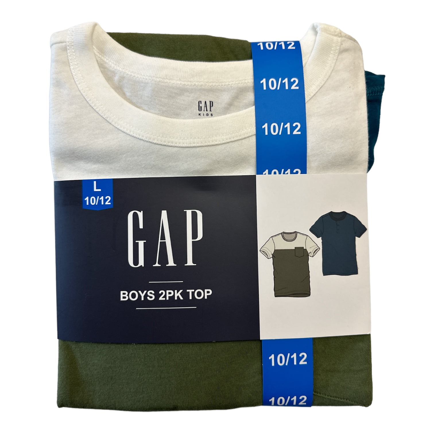 GAP Boy's 2-Pack Short Sleeve Pocket Tee & Henley Style Set (Polar Blue ...