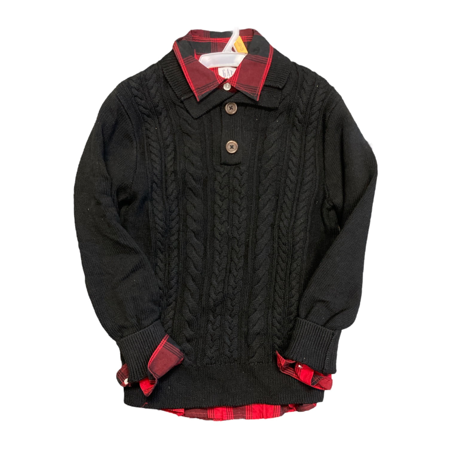 GAP Kids Boy's Cable Knit Sweater and Woven Long Sleeve Button Up ...