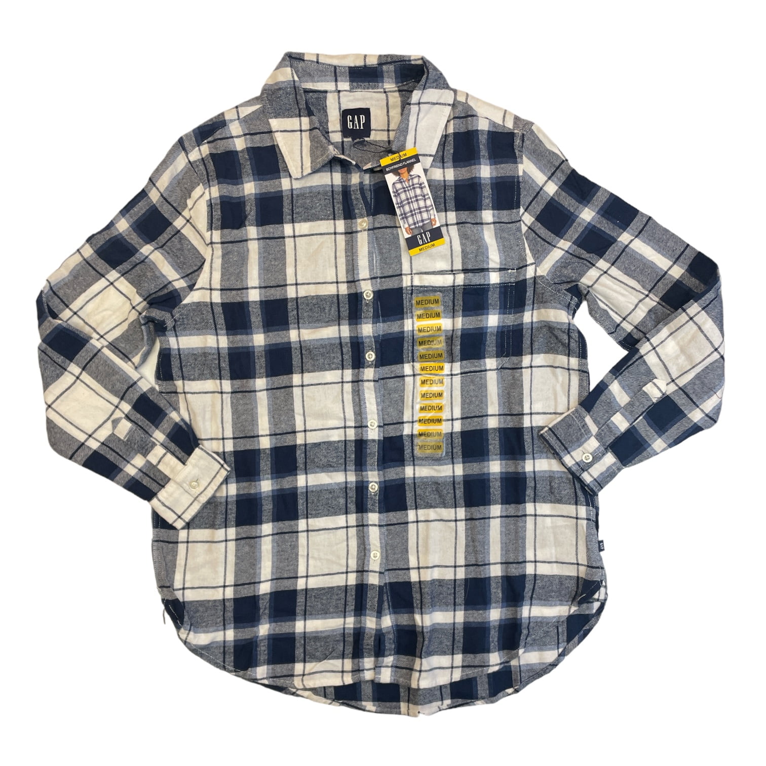 Gap Ladies Plaid Button Down Shirt, Long Sleeve, Chest Pocket, High Low ...