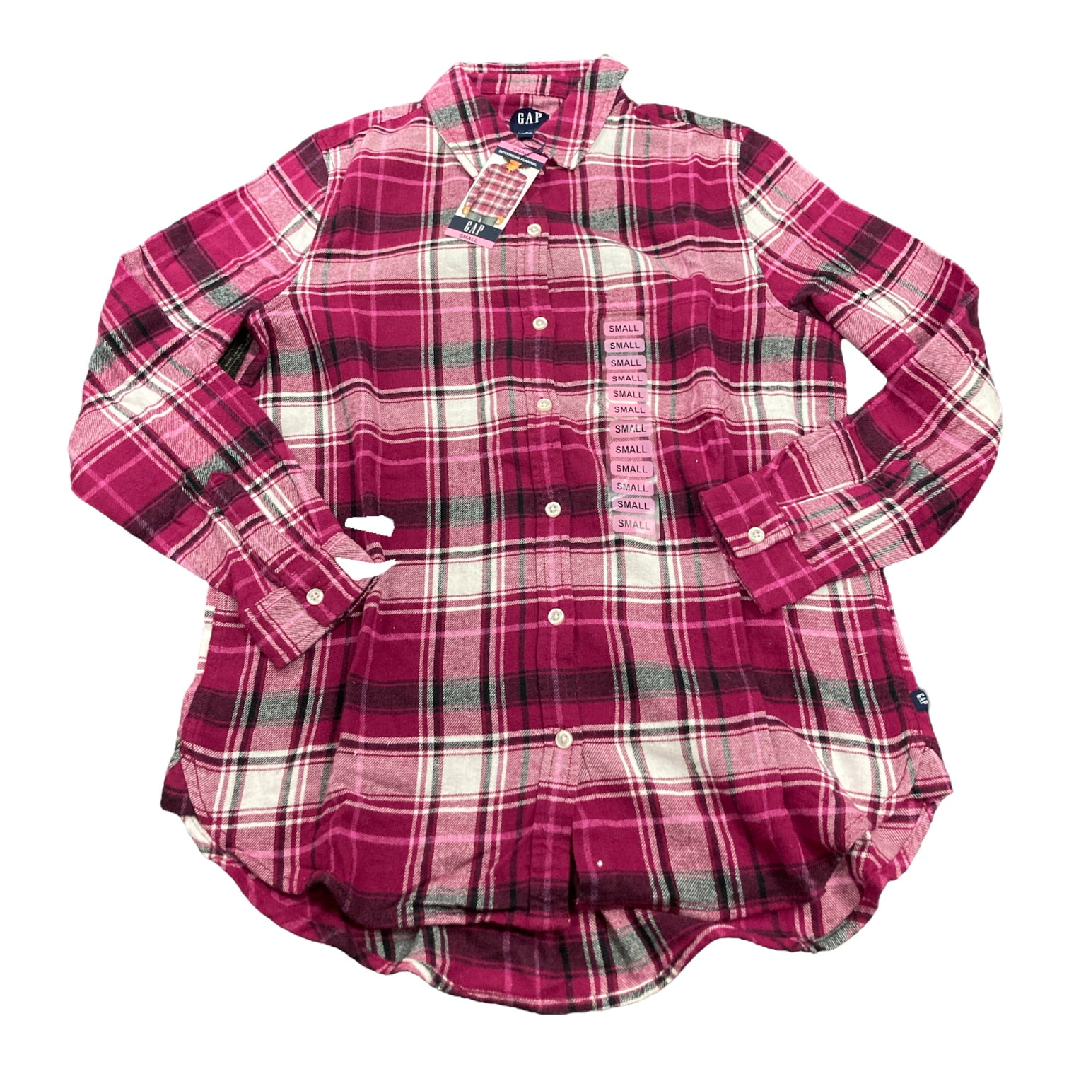 GAP Ladies Button Down Long Sleeve Relaxed Fit Boyfriend Flannel Top ...