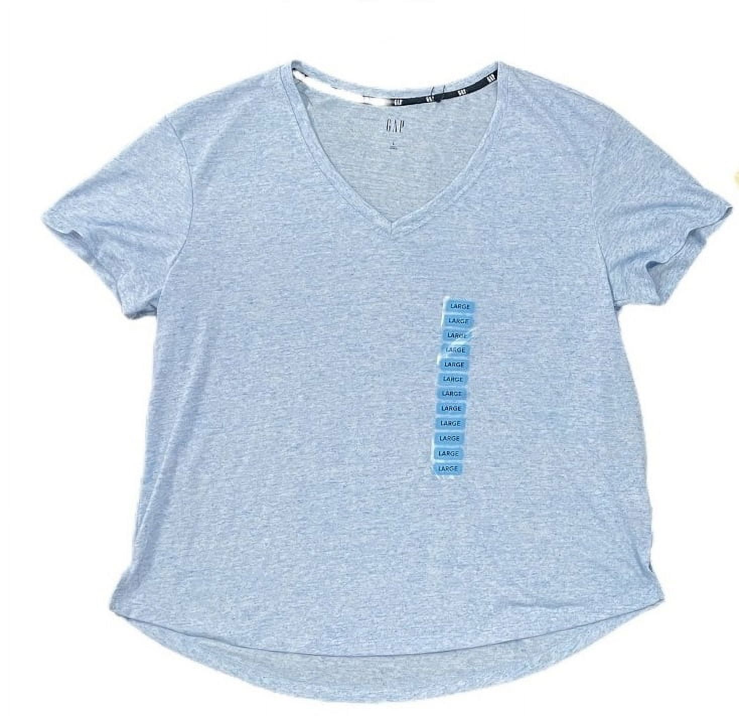 GAP Ladies Classic Fit Lightweight Short Sleeve Soft Deep V-Neck Slub Tee (Serenity Marled, XS ...