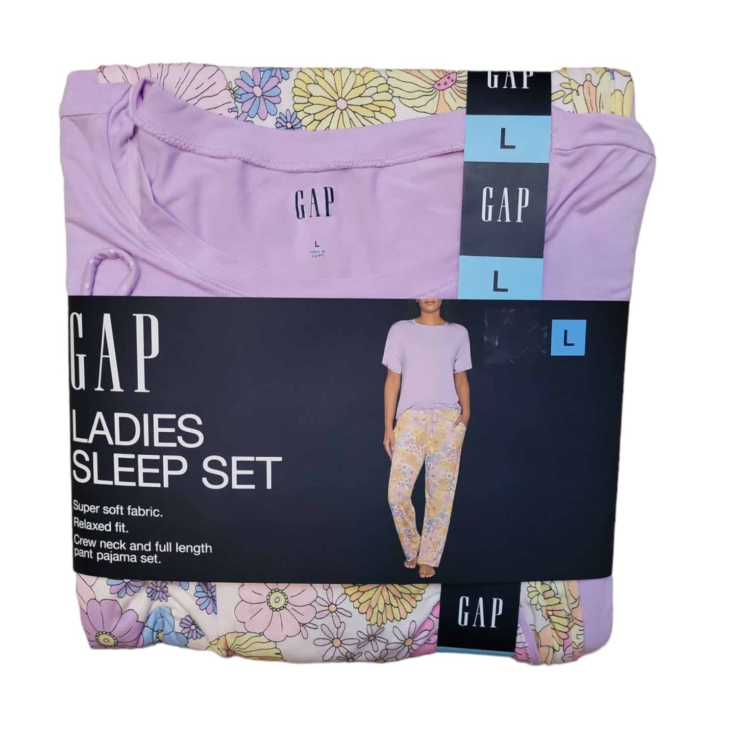 GAP Ladies Super Soft Crew Neck Short Sleeve & Pant Sleep Set (Orchid Vintage Floral, XXL ...