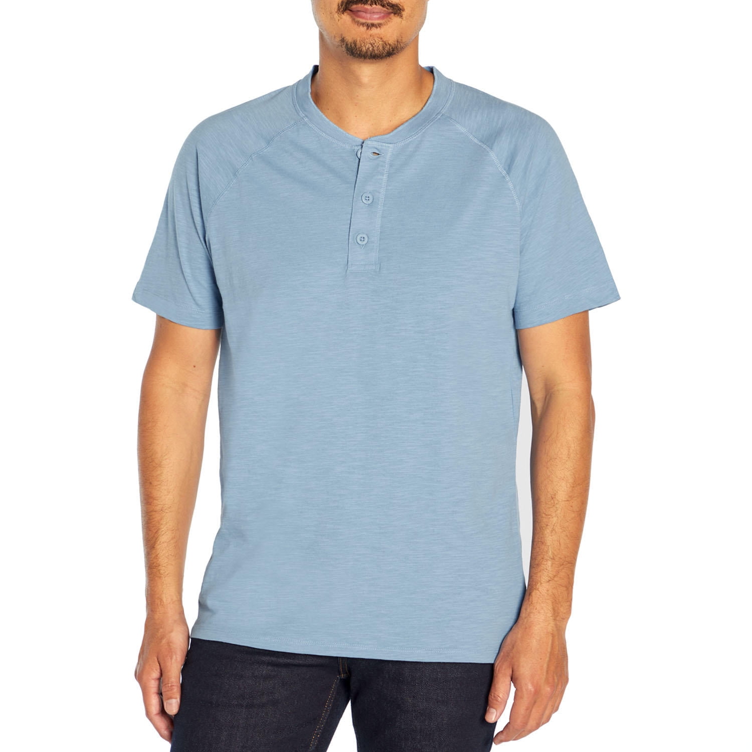 GAP Men's Soft Cotton Raglan Short Sleeve Henley Shirt (Allure, S ...