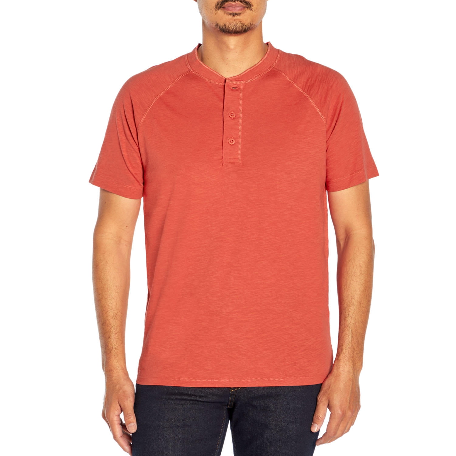 GAP Men's Soft Cotton Raglan Short Sleeve Henley Shirt (Baked Apple, S ...