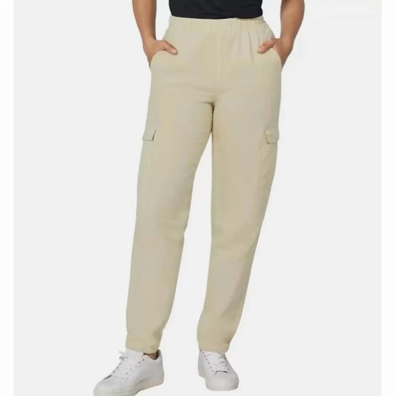 GAP Twill Cargo Pants Women’s M Tan Soft Pockets Elastic Pull-on High ...