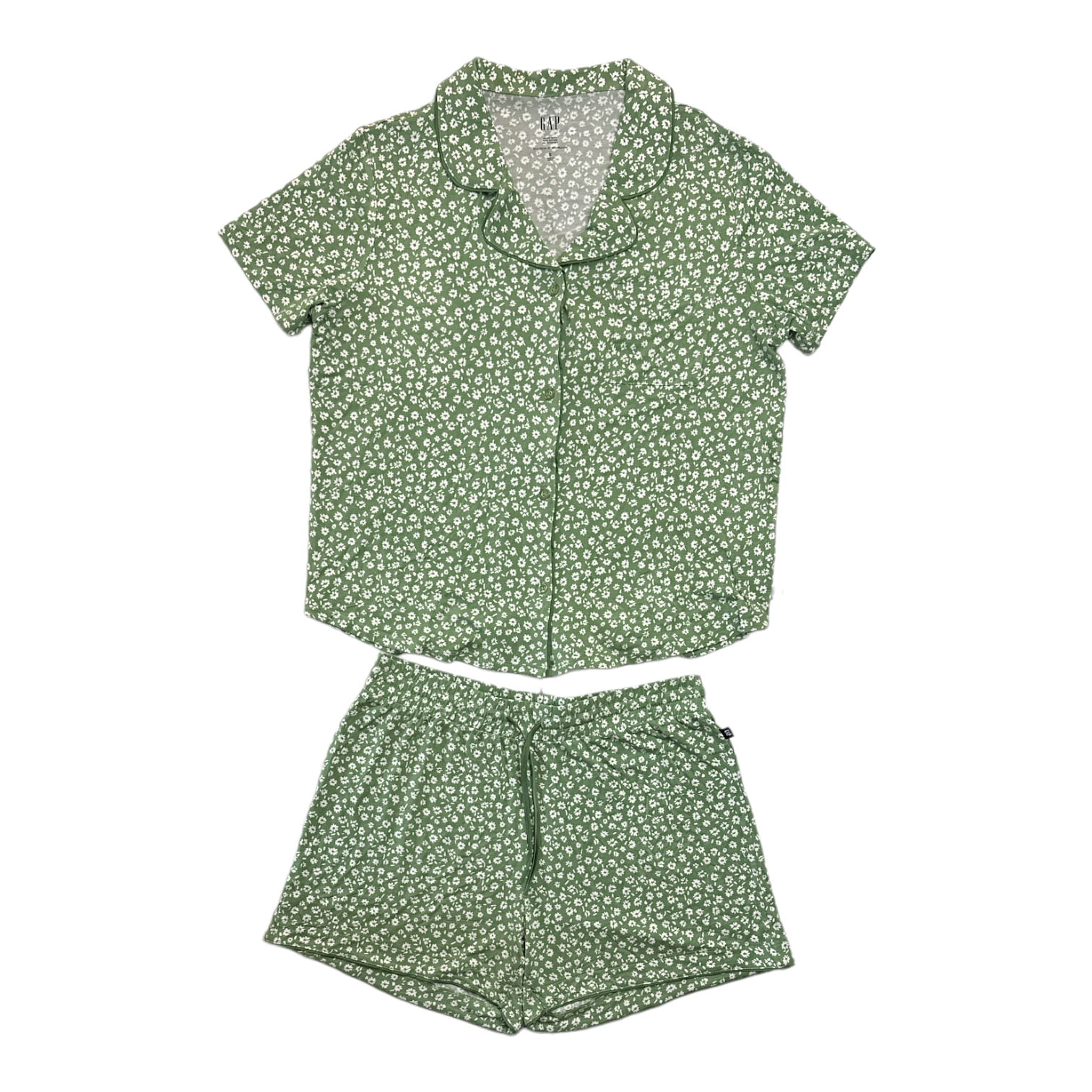 GAP Women's 2-Piece Short Sleeve Notch Collar Top & Short Sleep Set ...