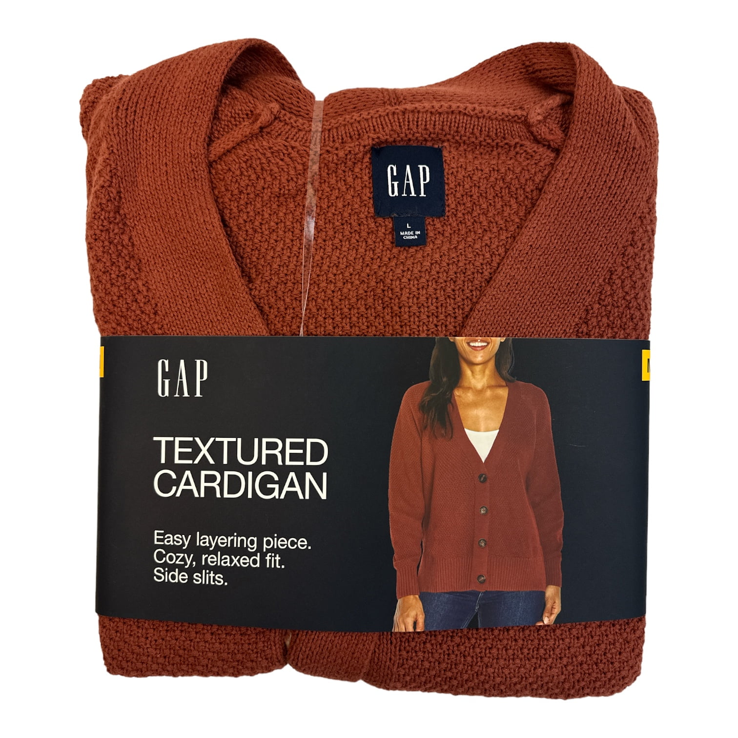 Gap Women's XXL Long Sleeve Textured Cardigan, Relaxed Fit, Ribbed Hem ...