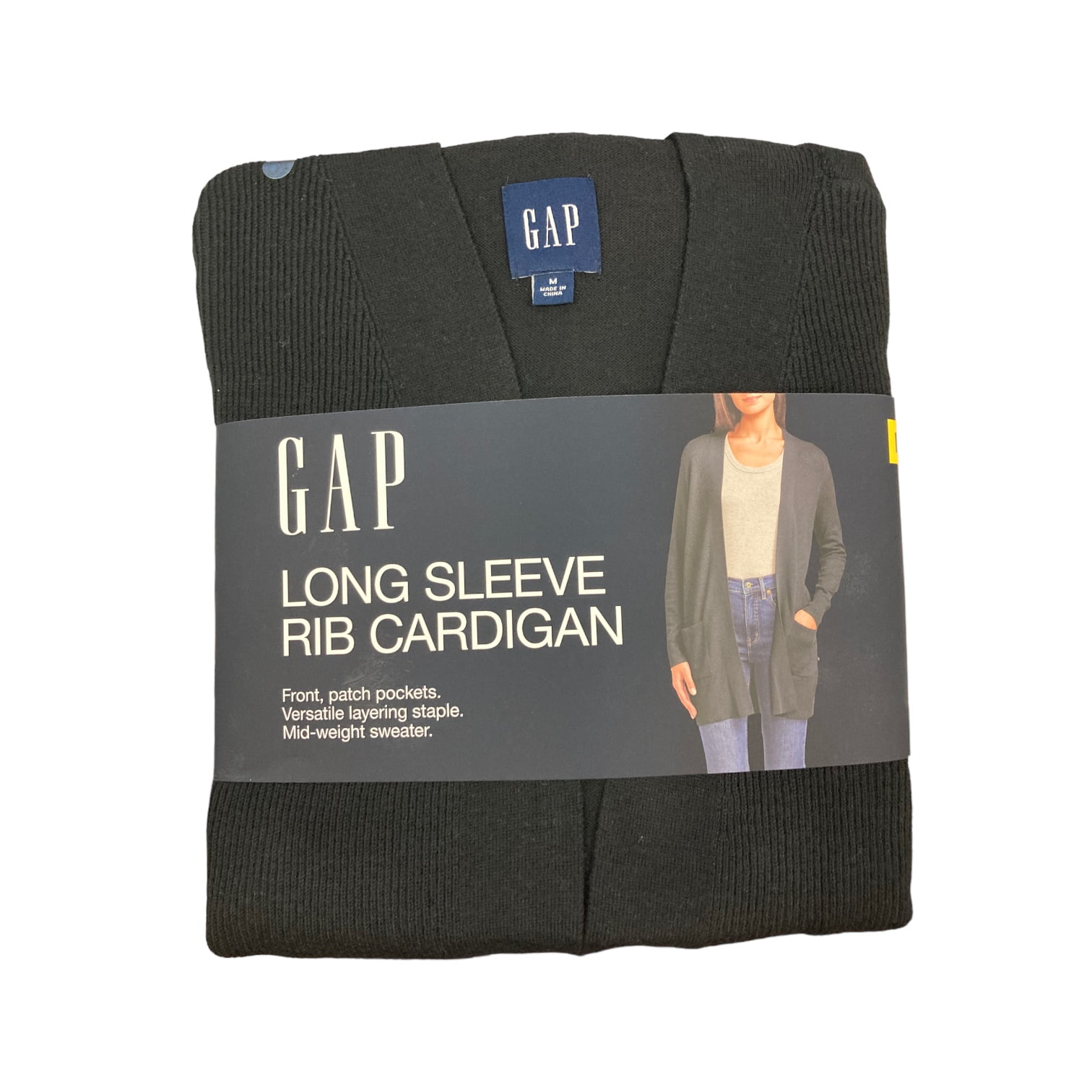 GAP Women's Mid Weight Front Patch Pockets Long Sleeve Rib Cardigan ...