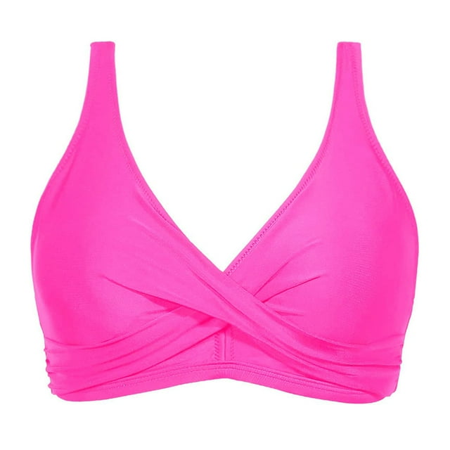 Gaqlive Women Lace Up Bikini Top Push Up Swim Top Halter Retro Bathing Suit Top Padded Swimsuit