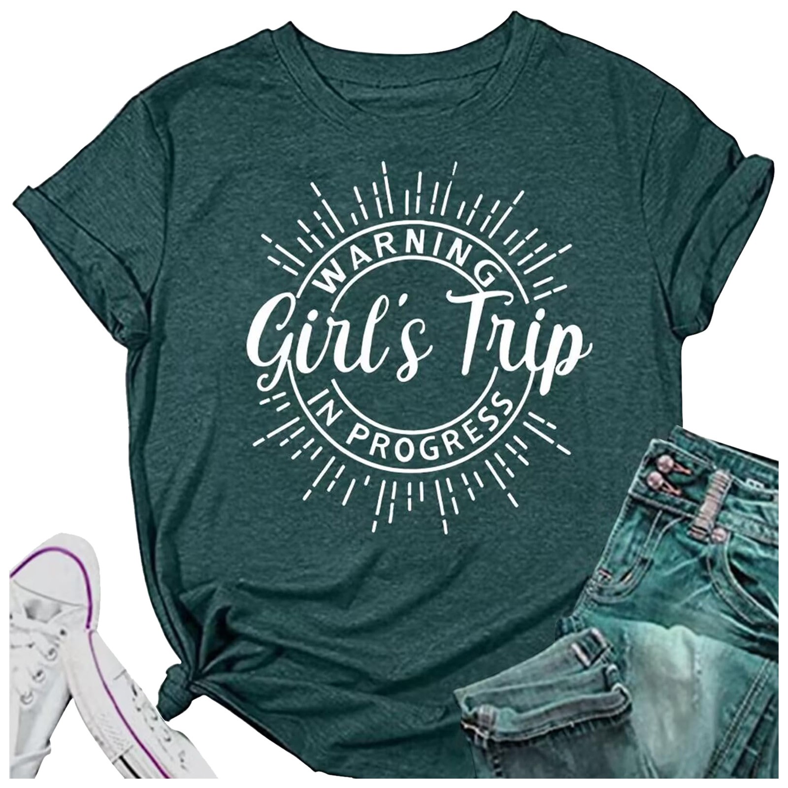 GAQLIVE Womens T Shirts Letter Fun Print Graphic Tee Casual Warning ...