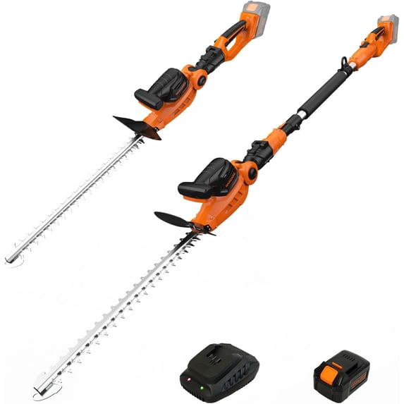 GARCARE 2 in 1 Telescoping Pole Hedge Trimmer, 20V 4.0Ah Battery, 20 ...