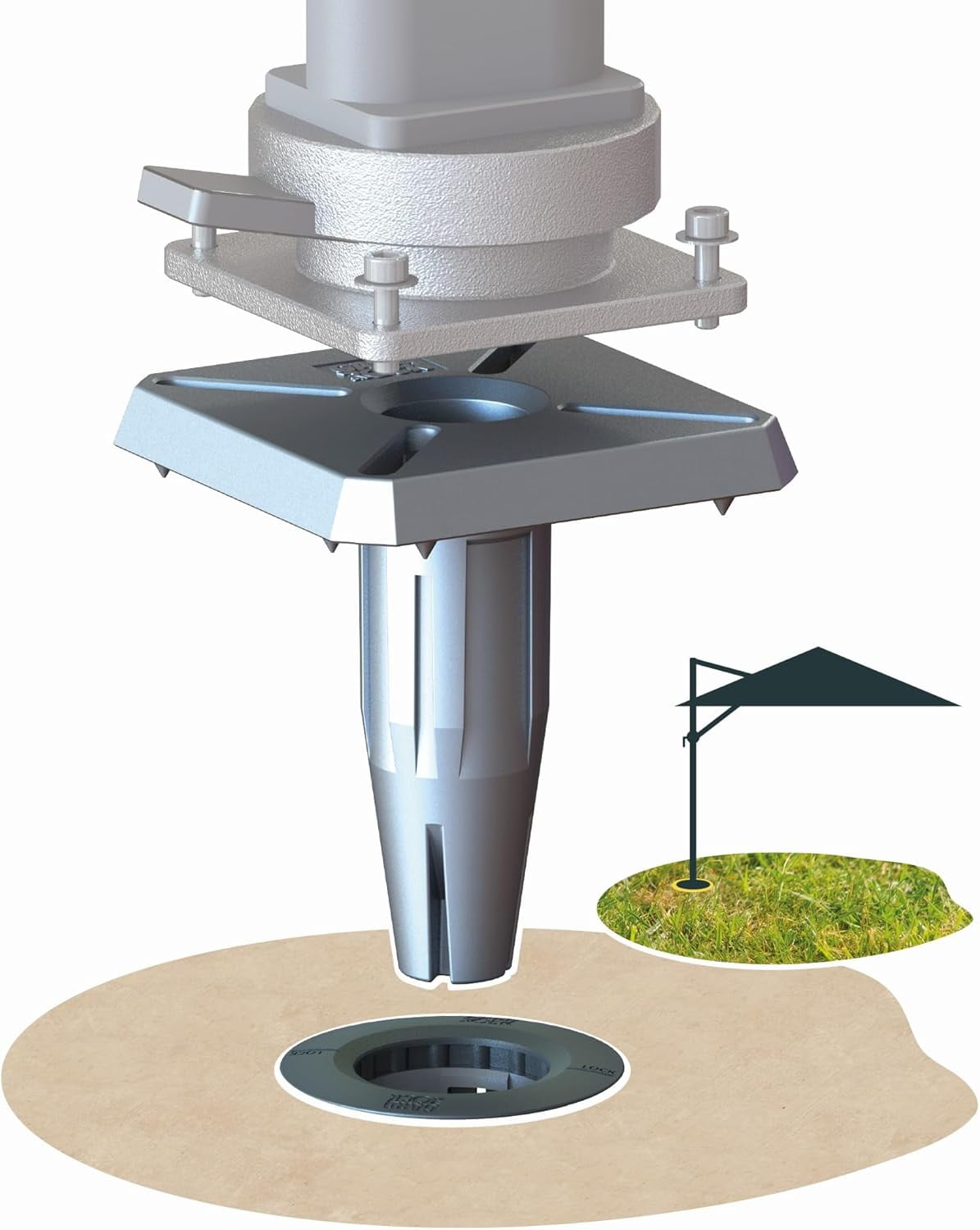 GARD & ROCK - STAND FOR OFFSET PARASOL, Removable and in Aluminum ...