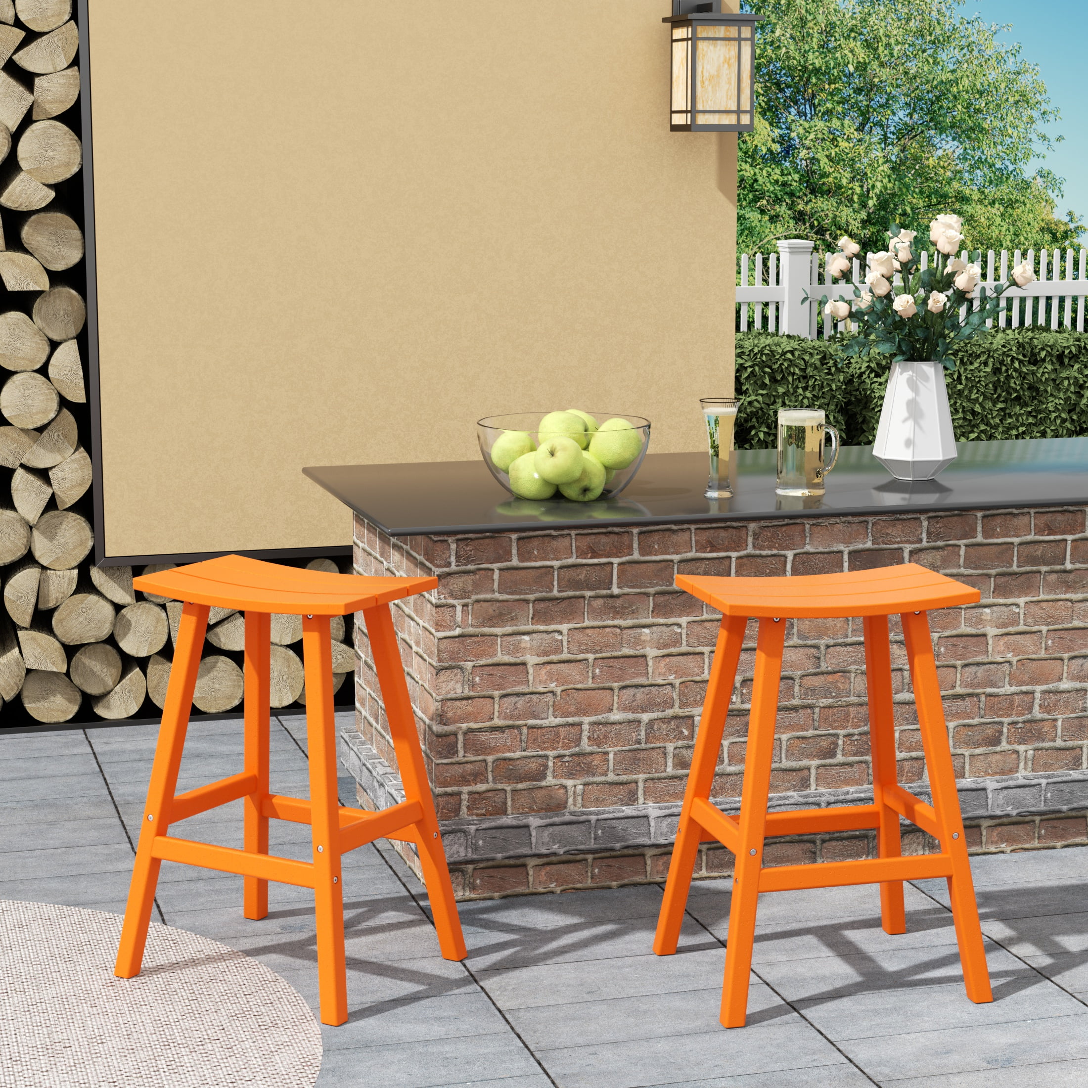 GARDEN 29" Inches Adirondack Plastic Outdoor Bar Stools (Set of 2 ...