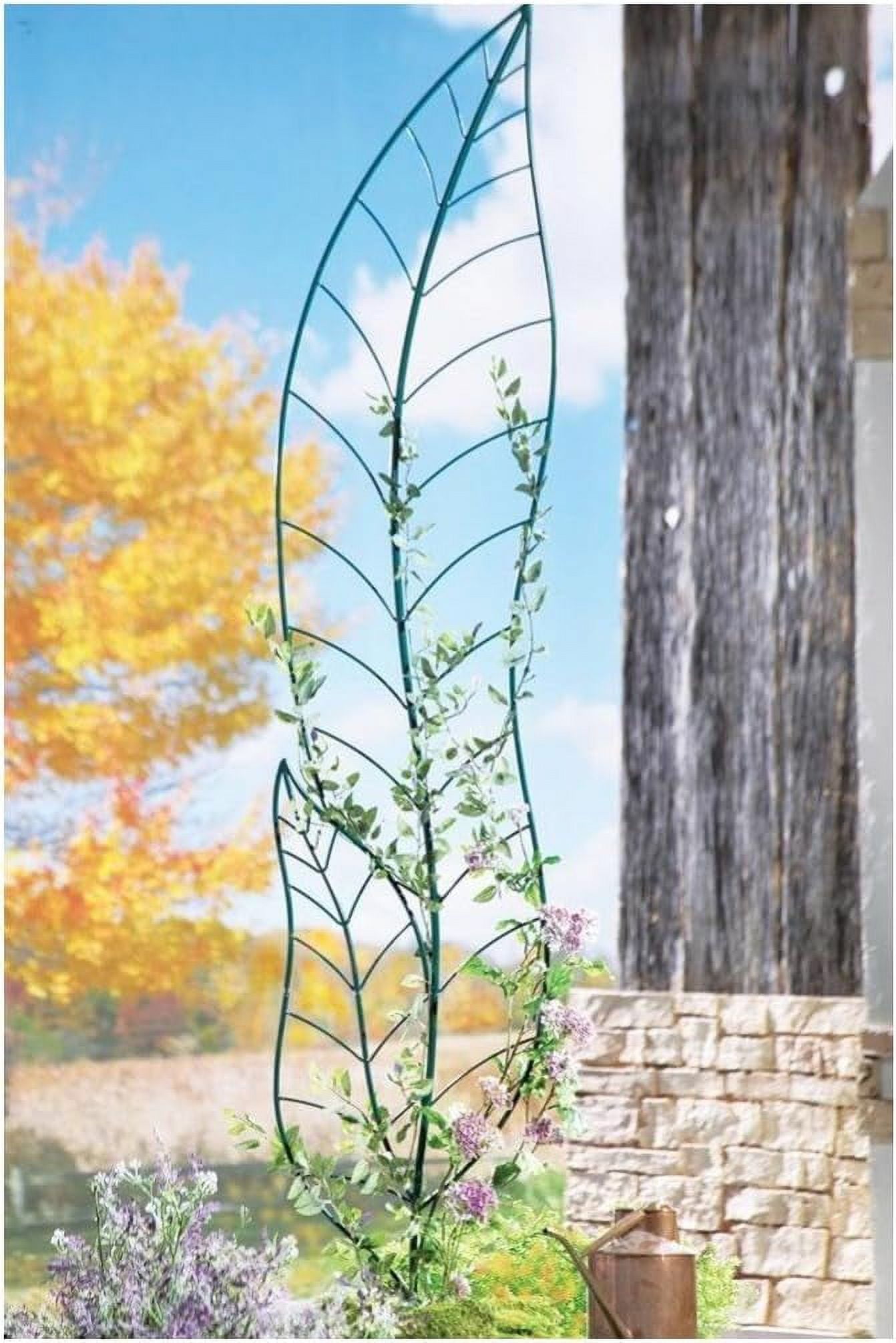 GARDEN ARBOR LEAF TRELLIS OUTDOOR METAL STAKE SCULPTURE STATUE Yard ...