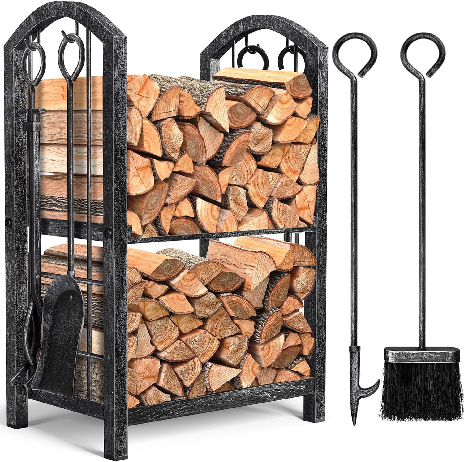GARDEN & HOME Firewood Rack Fireplace Tool Rack Indoor Wood Holders ...