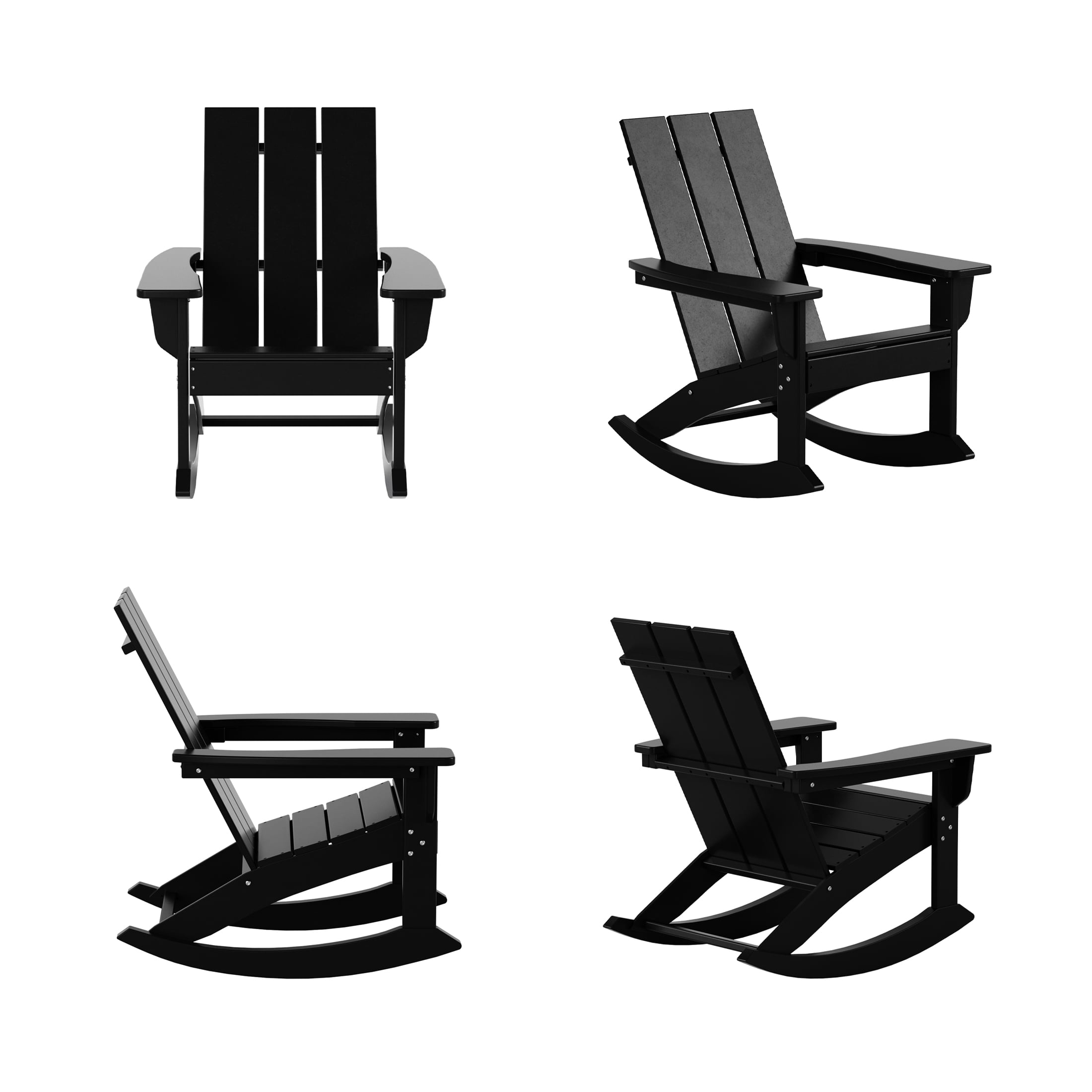 GARDEN Set of 4 Modern Plastic Outdoor Rocking Chairs for Patio Porch ...