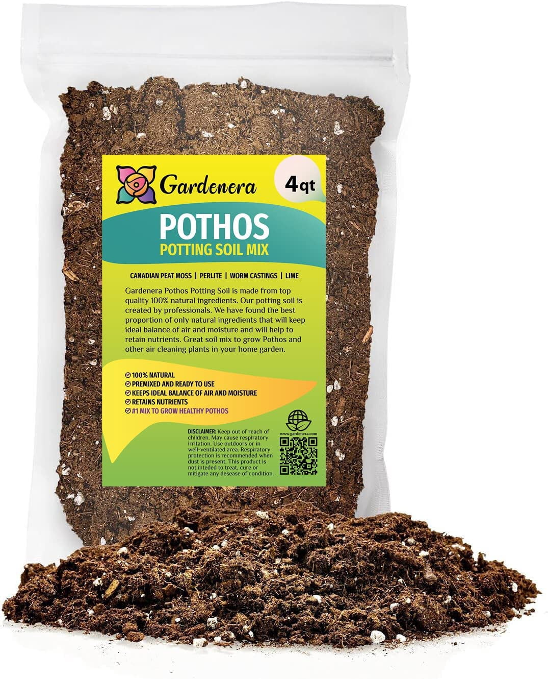 GARDENERA Air-Purifying Plant Potting Mix - 4 Quart - Potting Soil for ...