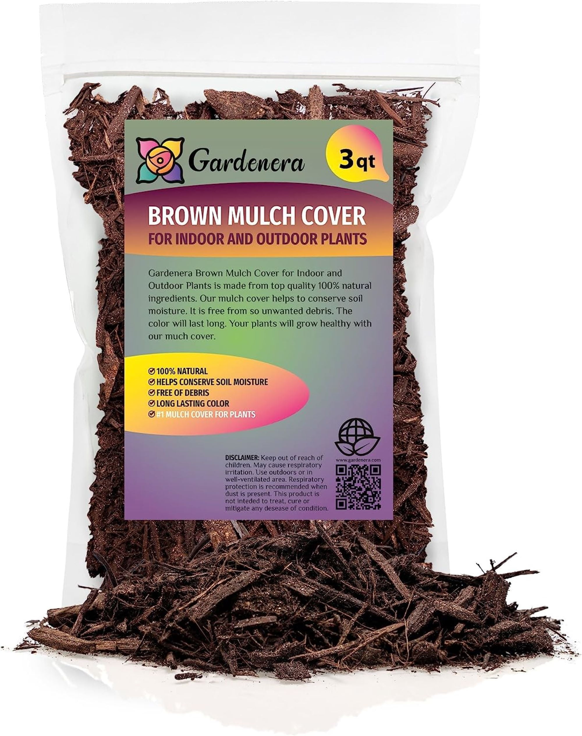 Gardenera Brown Mulch 3 Quarts, Moisture Conservation, Weed Control ...