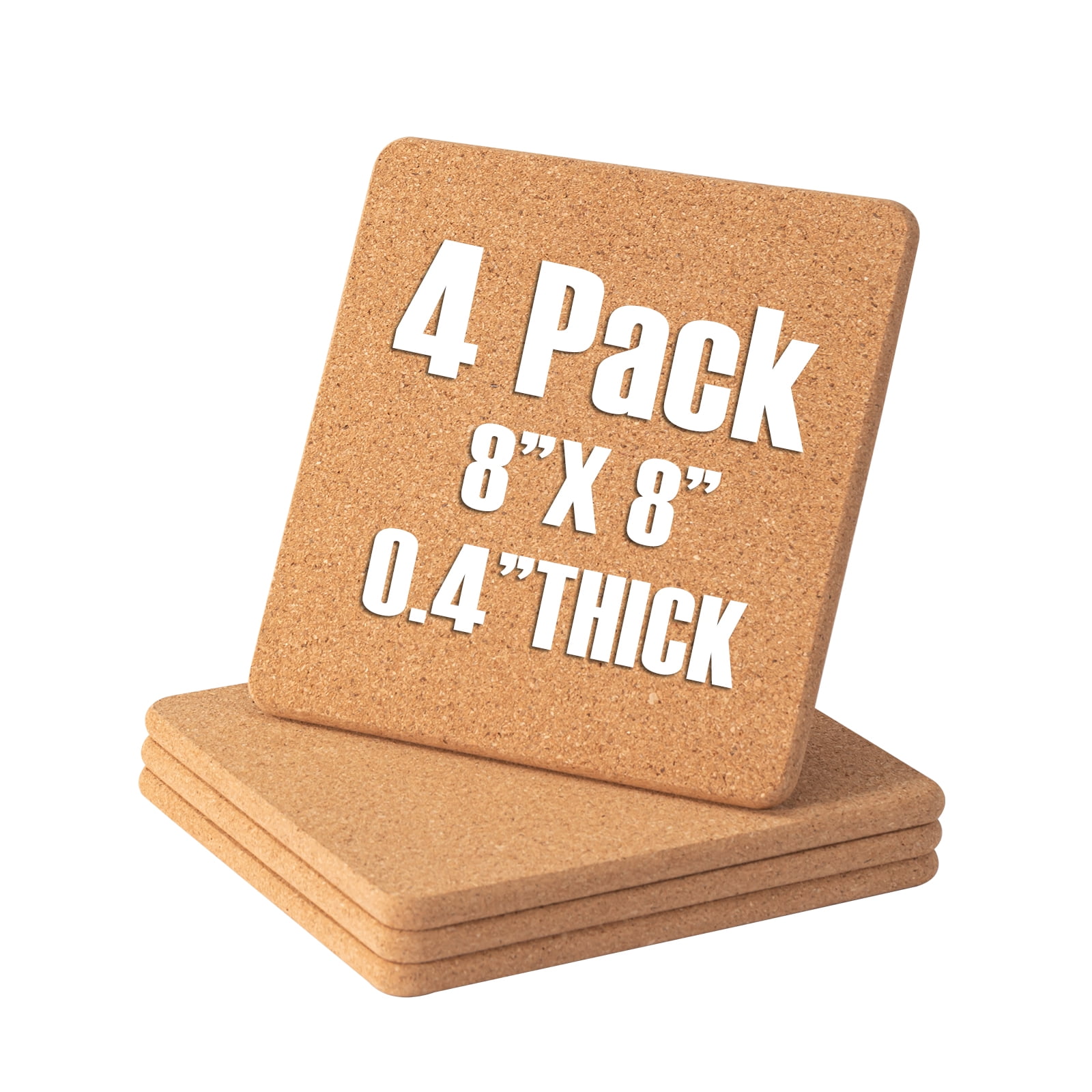 GARDYUE 4 Pack Cork Trivets Set 8" x 8" x 0.4"Thick Square Cork Trivets ...