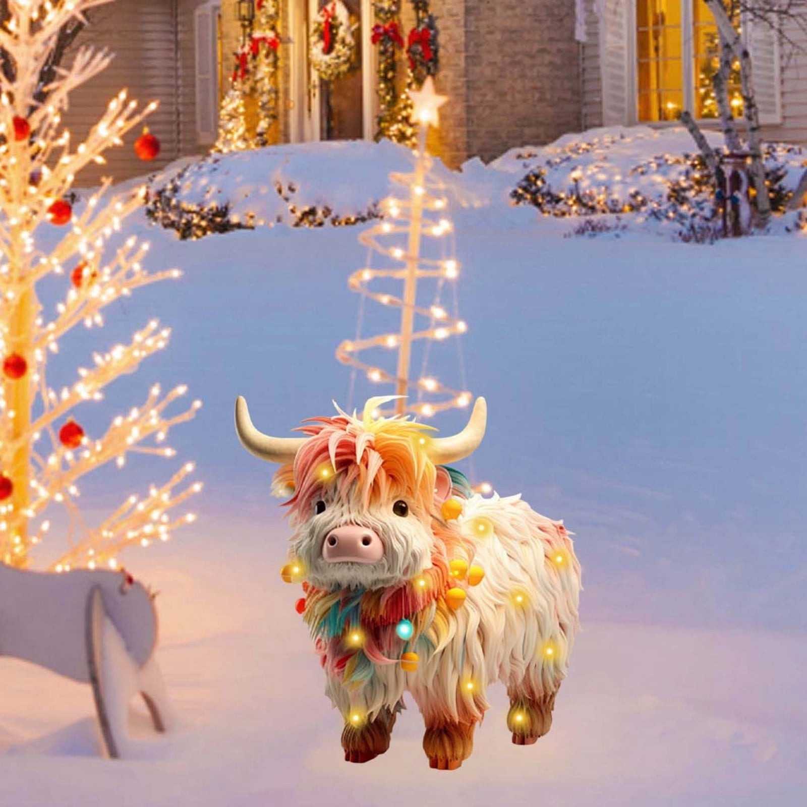 GARENAS 2025 NEW Colorful Cow Garden Outdoor Christmas Decoration Cute ...
