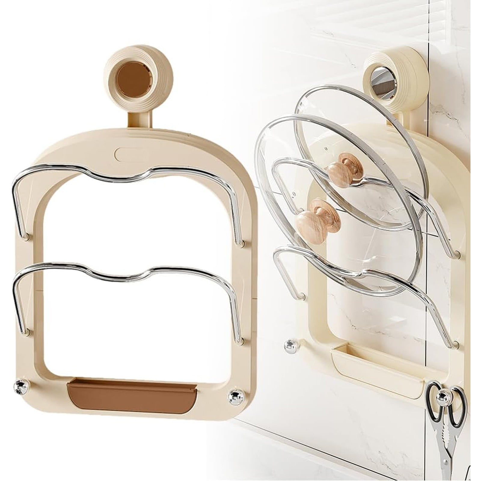 GARENAS 2024 New Stainless Steel Pot Lid Holder Pot Lids Organizer Rack ...