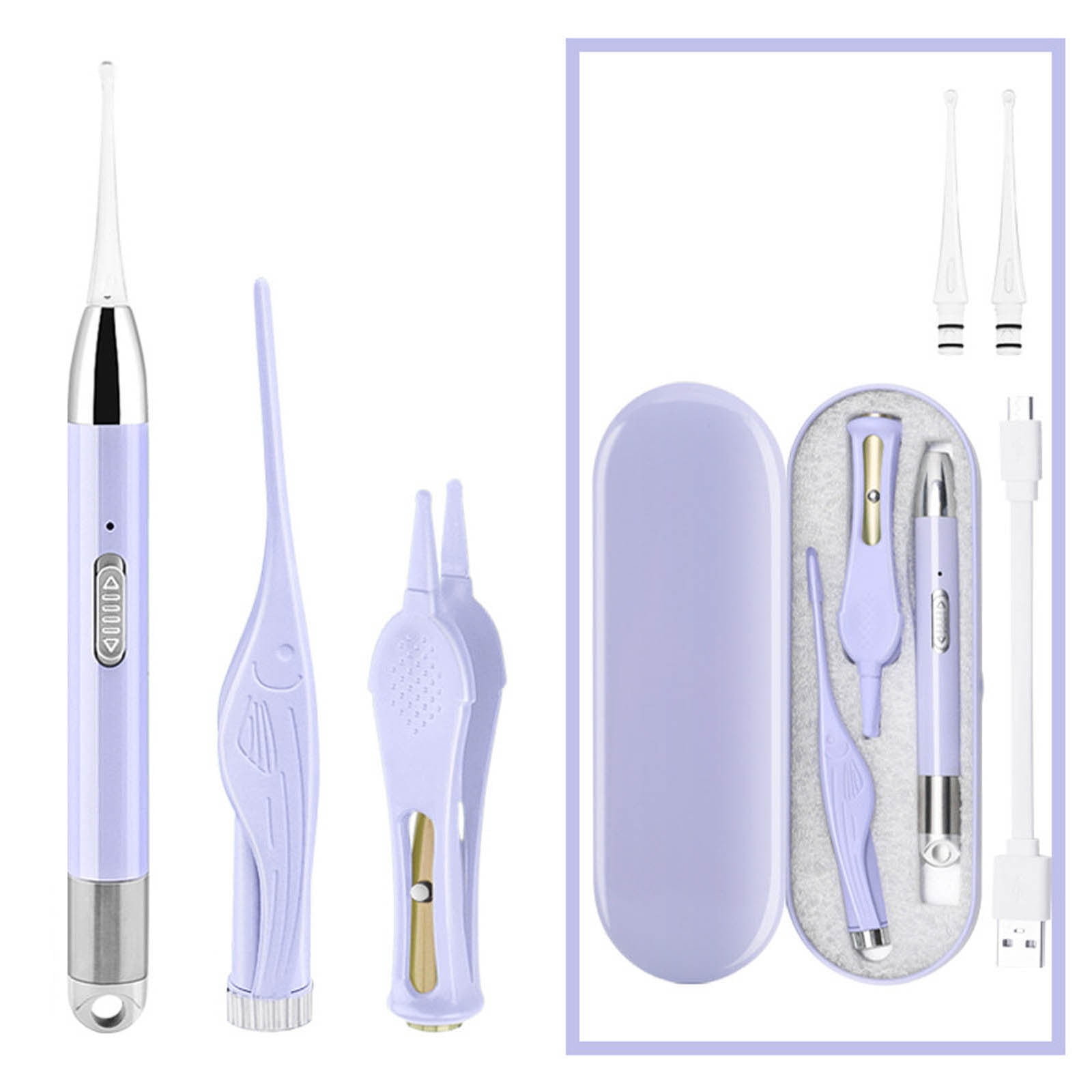 GARENAS 3 Pieces Lighted Ear Pick Set USB Light Earwax Removal Tool ...