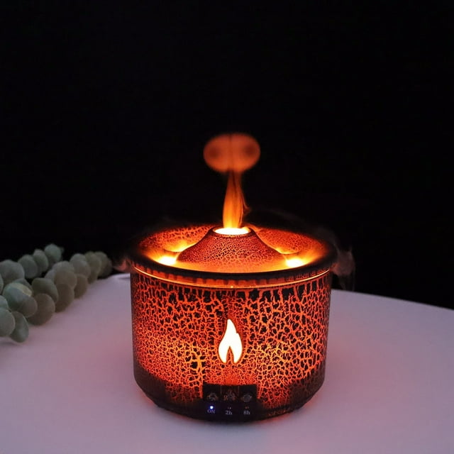 GARENAS 300ml Volcanic Flame Humidifier Flame Diffuser Volcano Lamp ...