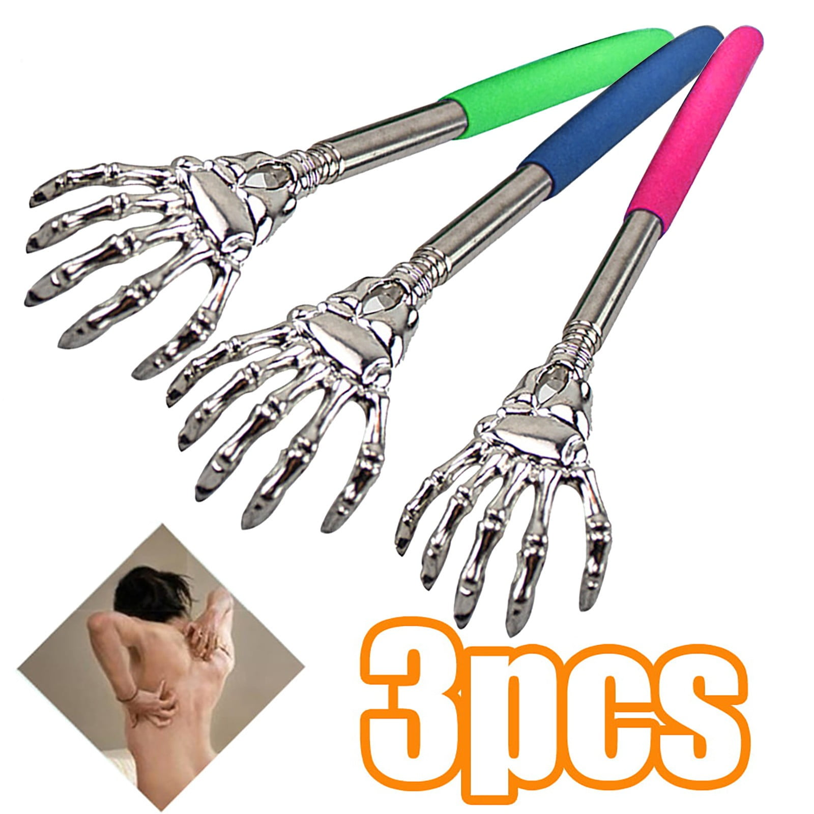 Garenas 3pcs Telescoping Back Scratcher Extendable Telescope Portable Extendable Back Scratchers