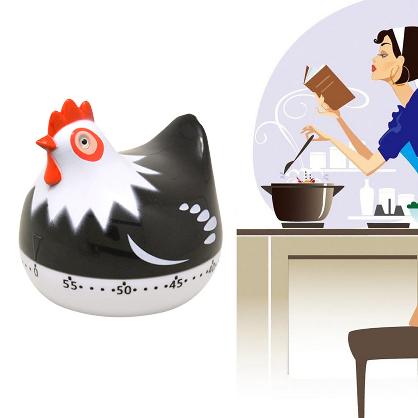 GARENAS 60 Minutes Novelty Chicken Kitchen Timer Mechanical Rotating ...