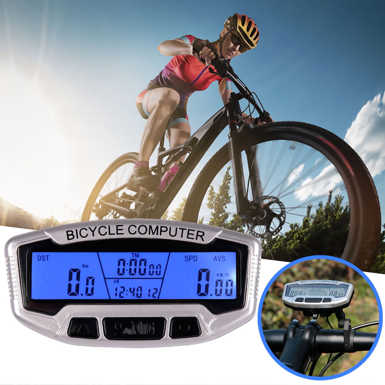 GARENAS Bike Odometer Waterproof Wired Bike Stopwatch LCD Display for Bike Speedometer for Road ...