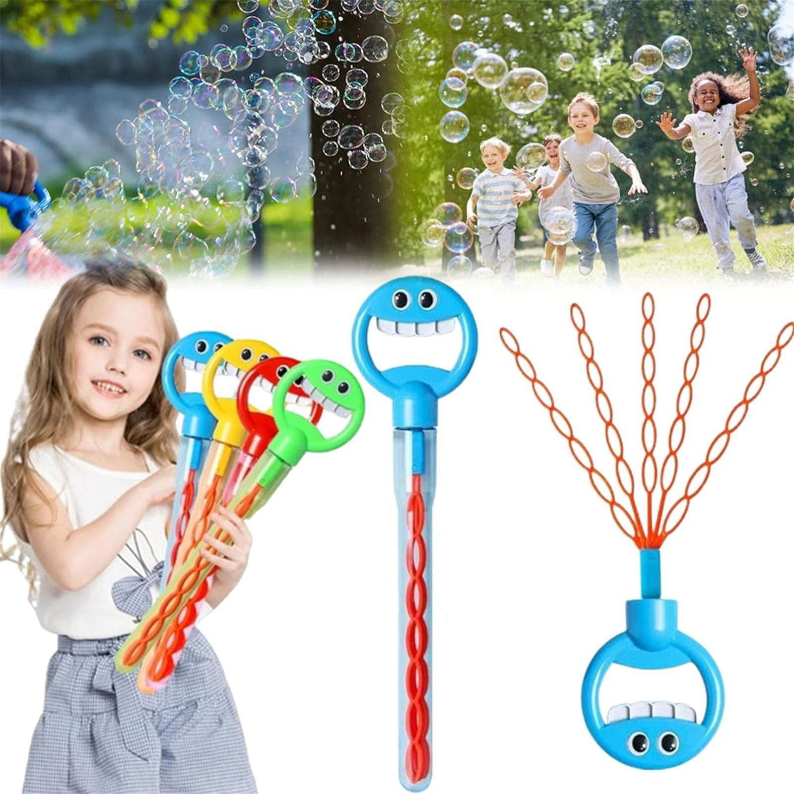 GARENAS Bubble Machine for Kids Handheld 32 Hole Face Bubble Stick with ...