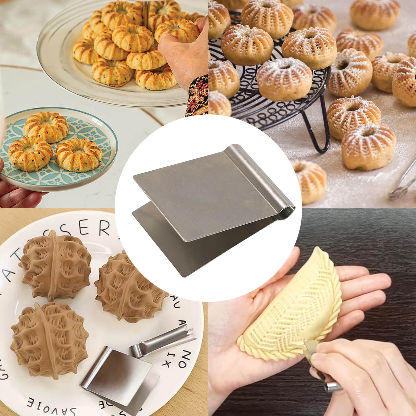 GARENAS Chinese Bun Mantou Mould Stainless Steel Walnut Crisp Clamp ...