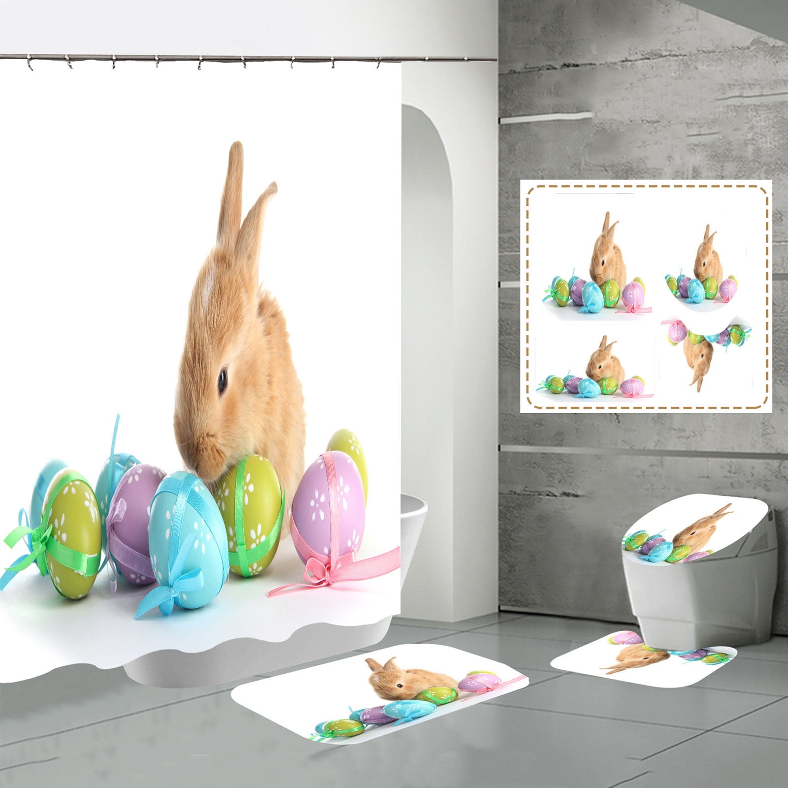 GARENAS Easter Digital Print and Polyester Bathroom 4 Piece Set ...