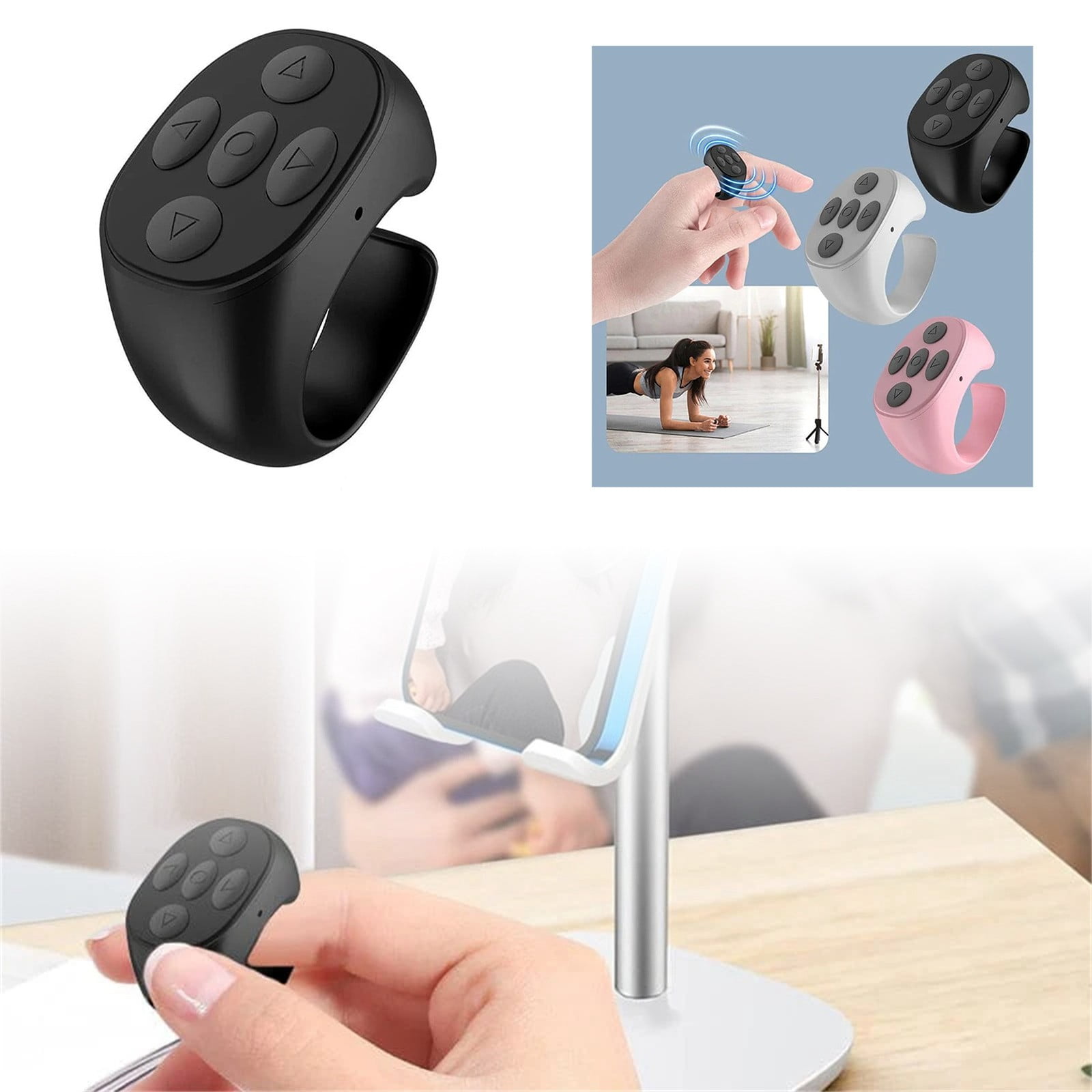 GARENAS Fingertip Wireless Remote Control Page Turner Scrolling Rings ...