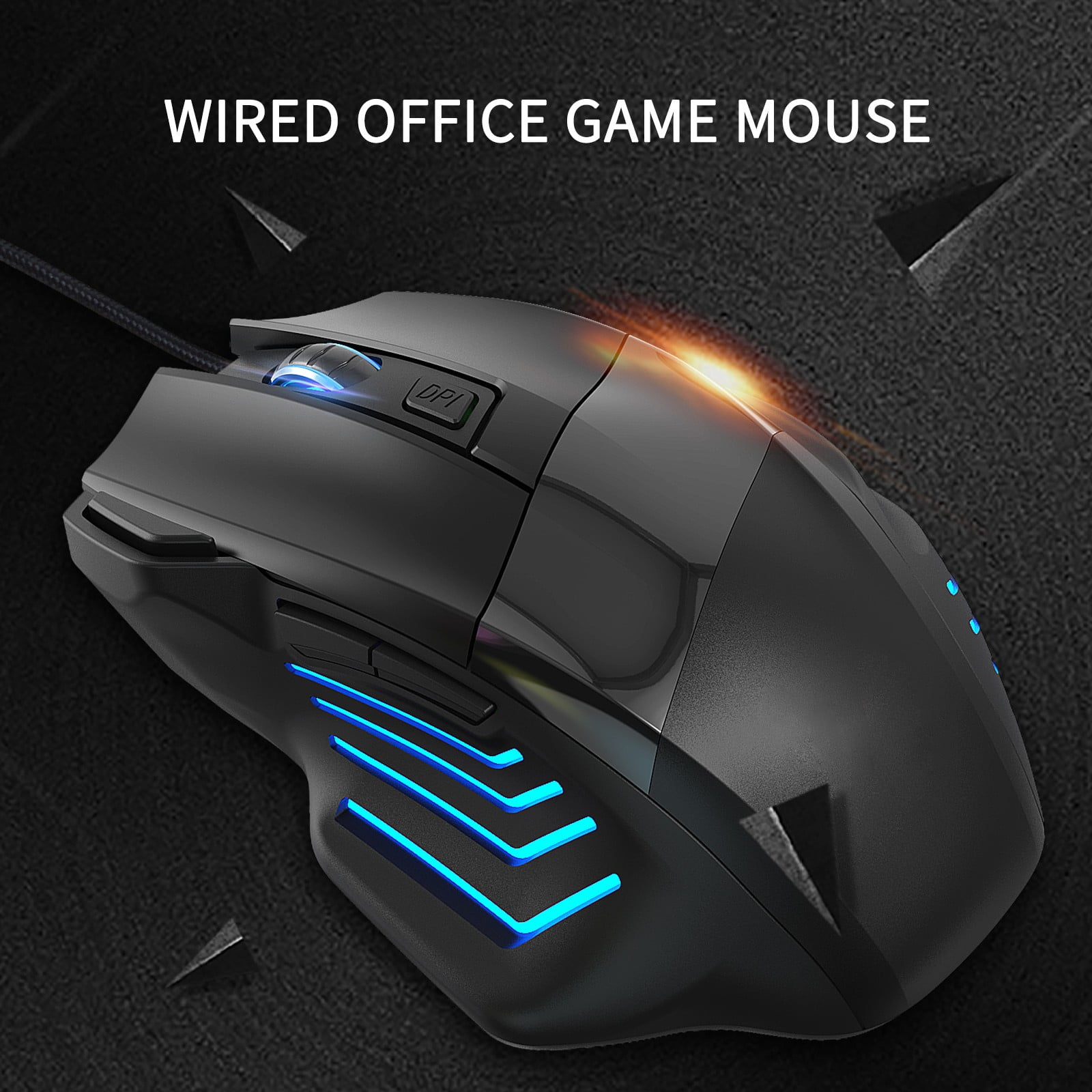 GARENAS G200 Gaming Wired-mouse Optical-mouse 2400DPI 4-color RGB Light-mouse(Black) - Walmart.com