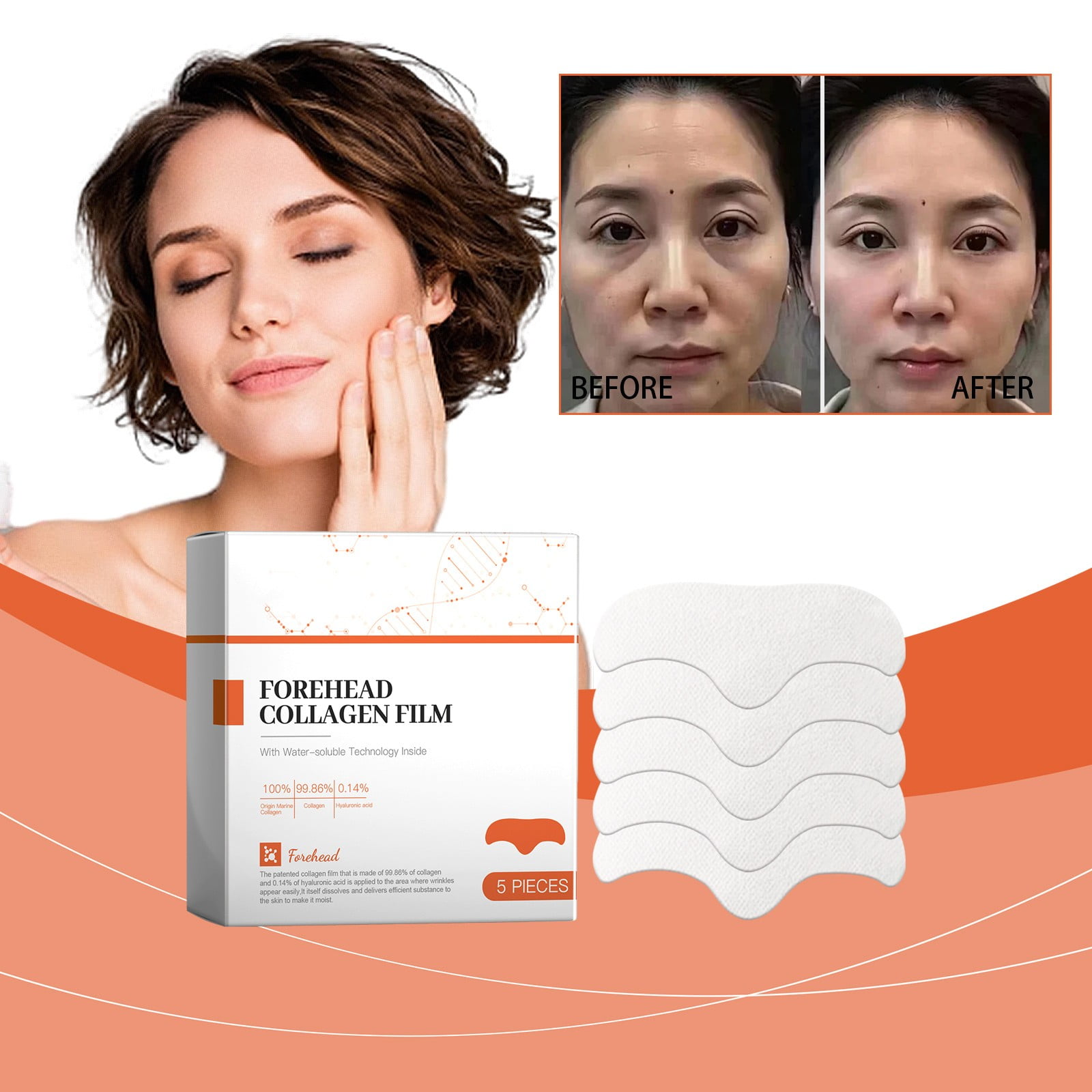 GARENAS Hydrolyzed Collagen Patch Forehead Collagen Patch Tightens ...