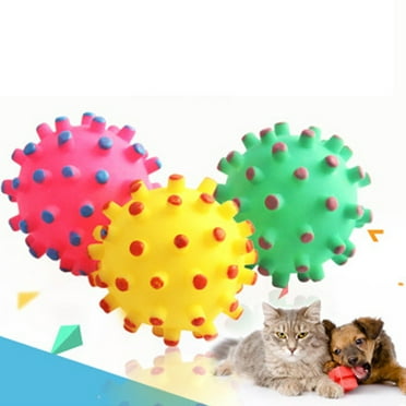 Petbobi Durable Play Chew Indestructible Dog Squeaky Balls, Natural ...