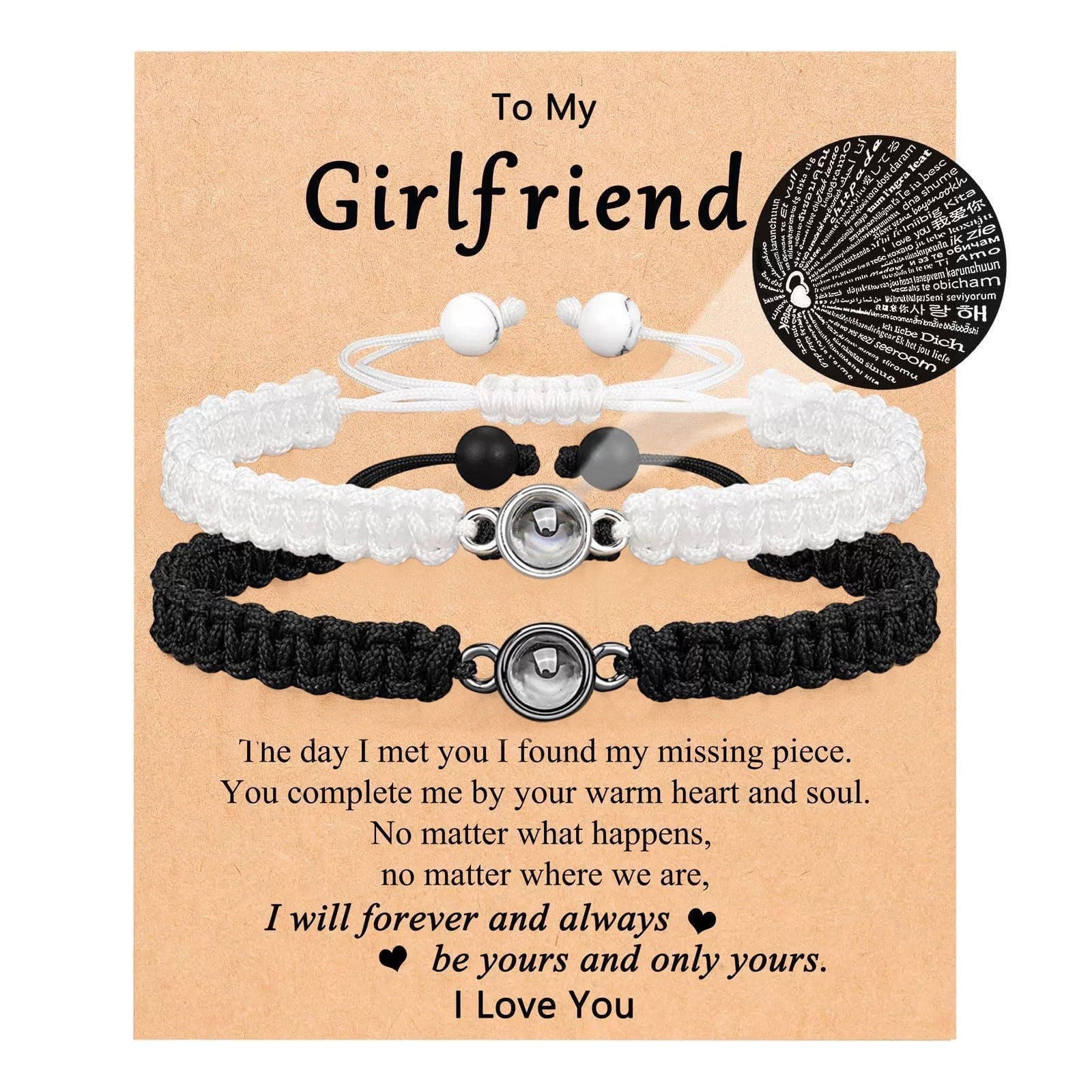 GARENAS Long Distance Touch Bracelets Couple Woven Bracelet with Card ...