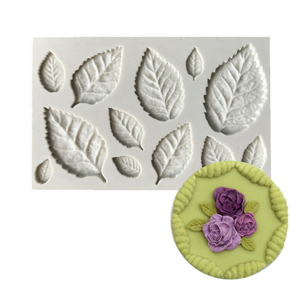 GARENAS Mini Cupcake Pans Rose Leaves Embellisment Silicone Fondant ...