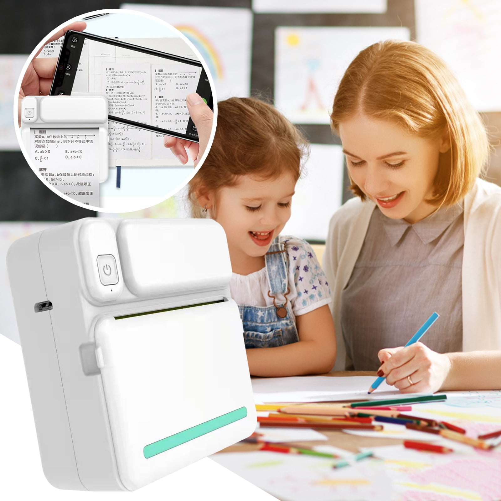 GARENAS Mini Portable Printer Bluetooth Thermal Printer for Mobile ...