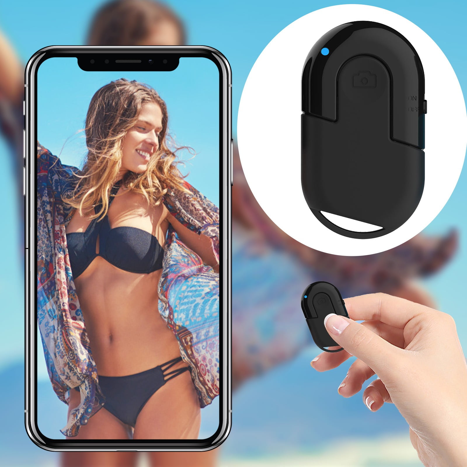 GARENAS Mini Wireless Bluetooth Remote Shutter Controller Button Self Timer Camera(Black ...