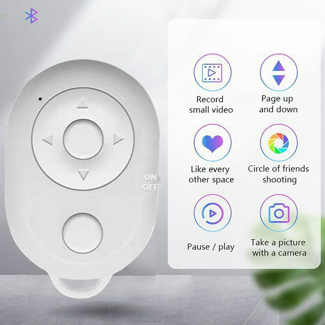 GARENAS Mini Wireless Bluetooth Remote Shutter Controller Button Self-Timer Camera(White ...