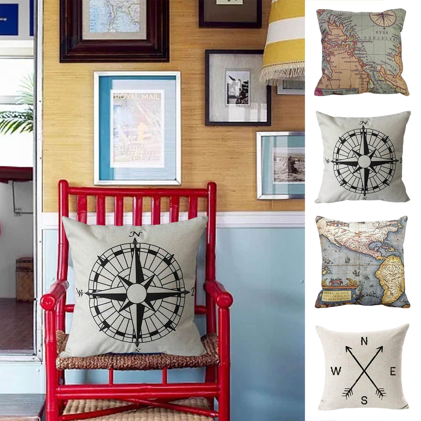 GARENAS Pregnancy Pillow Decorative Linen Throw Pillow Cover Latitude ...