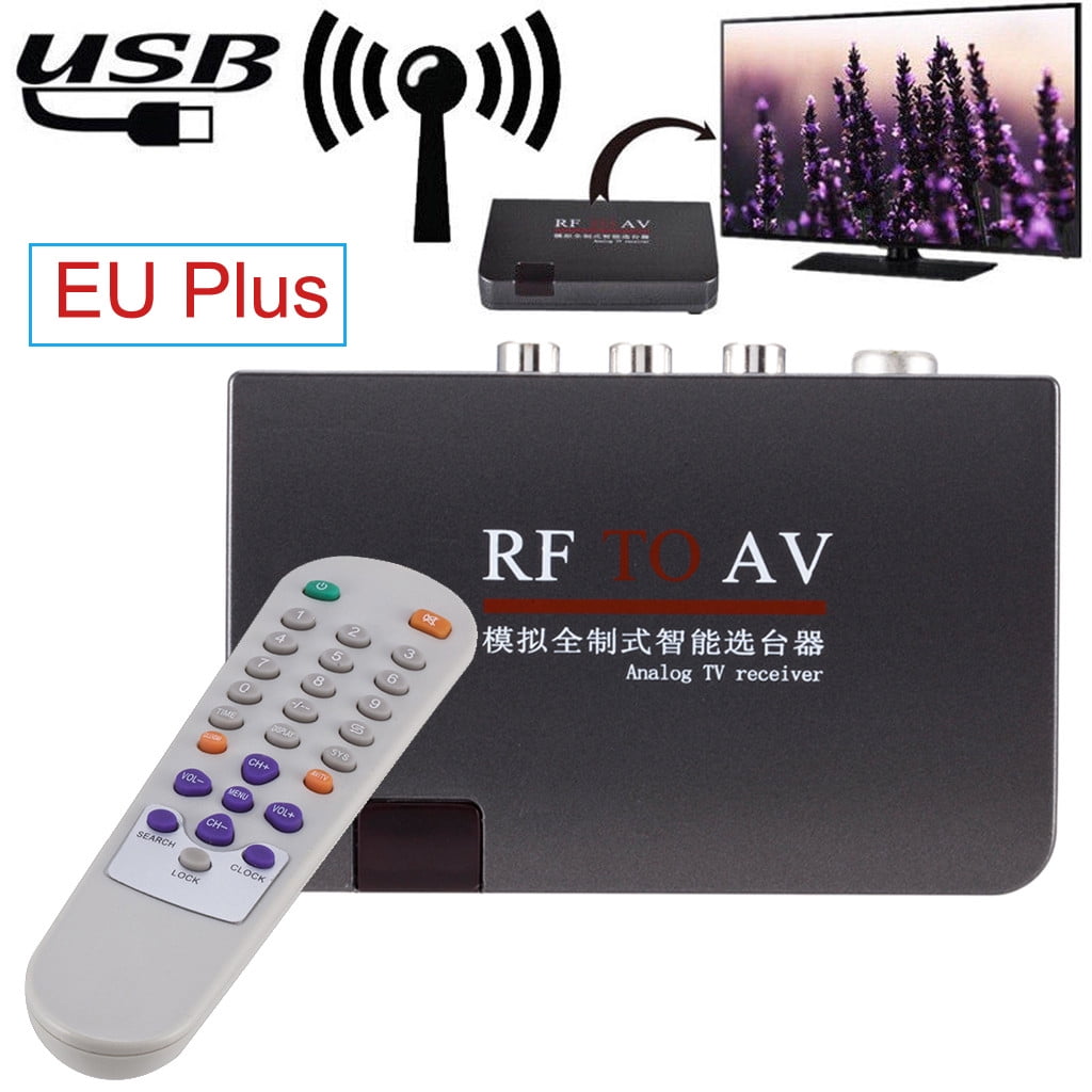 GARENAS RF to AV Analog TV Receiver Box Video Converter Adapter+Remote ...
