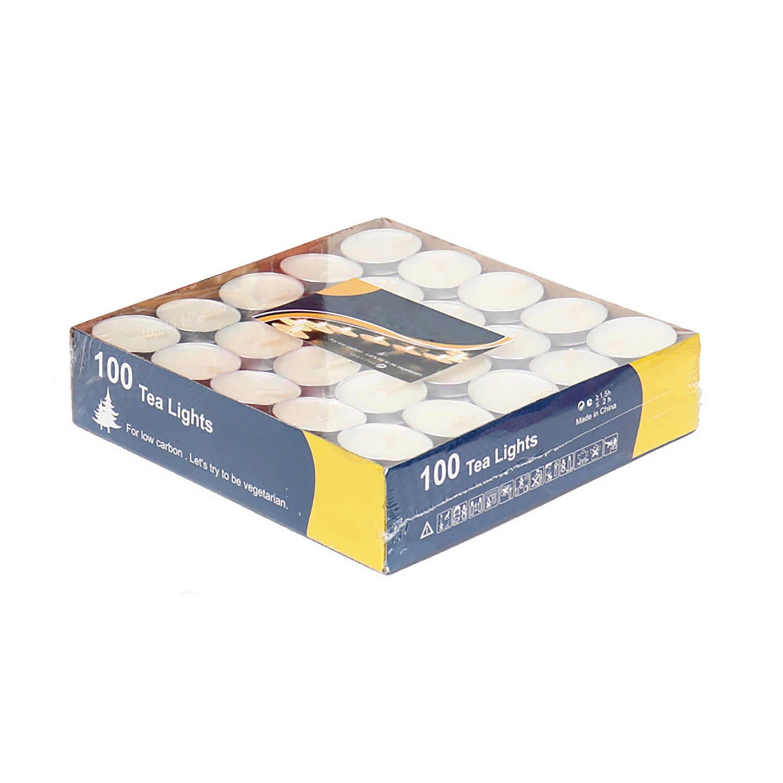 GARENAS Set of 100 White Unscented Tea Light Candles. Long Lasting Mini ...