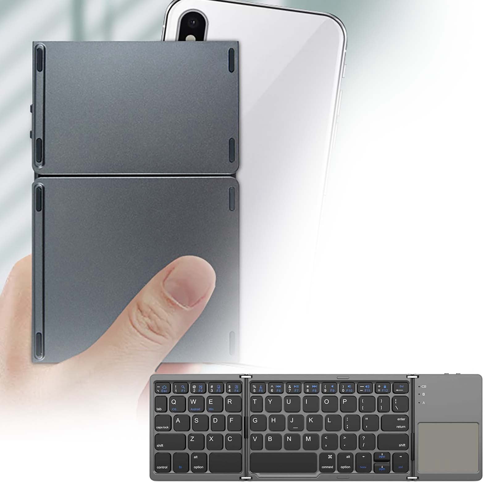 GARENAS Slim Folding Keyboard with Touchpad for Tablets – Portable 3 ...