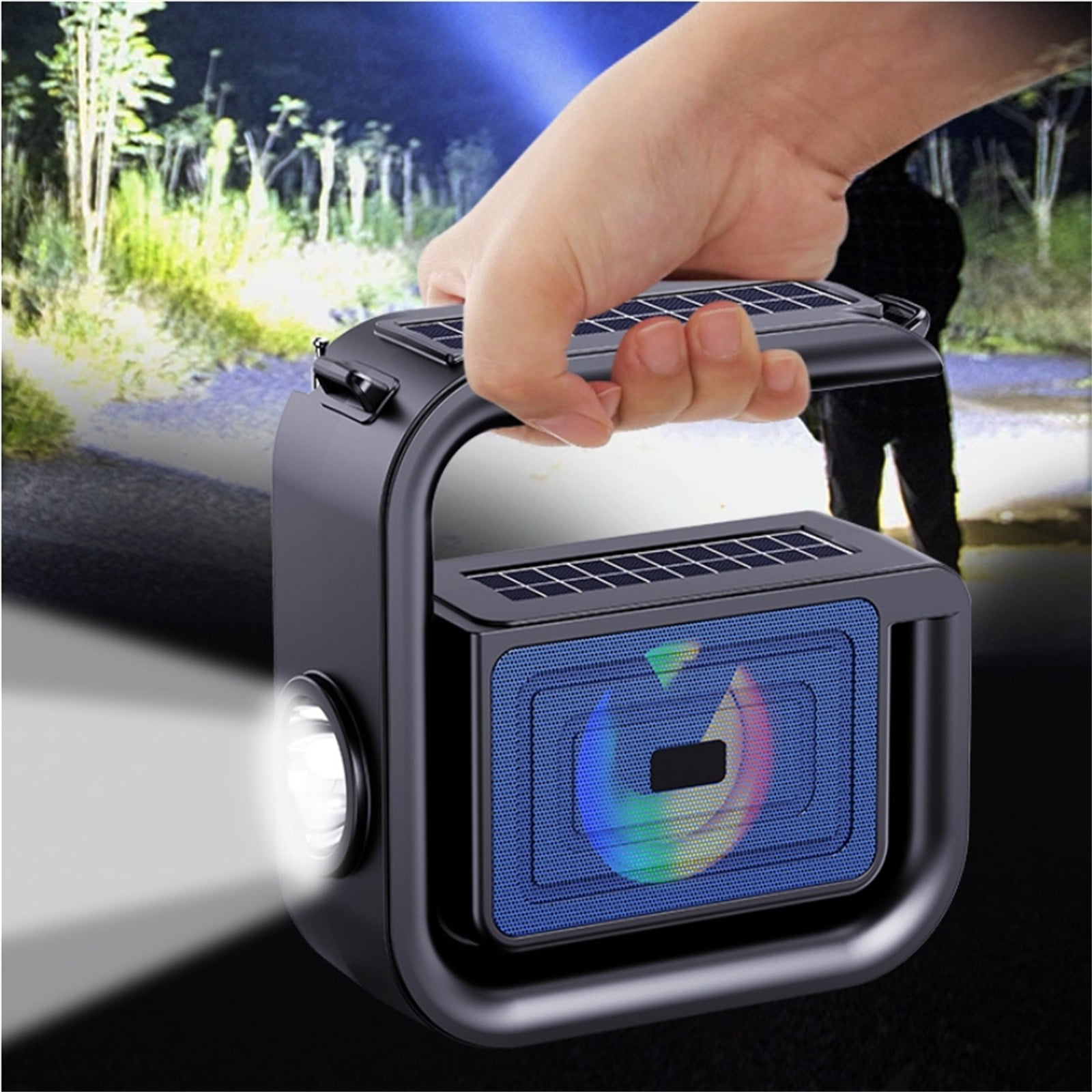 GARENAS Solar Powered Bluetooth Speaker Rectangle Flashlight Solar ...