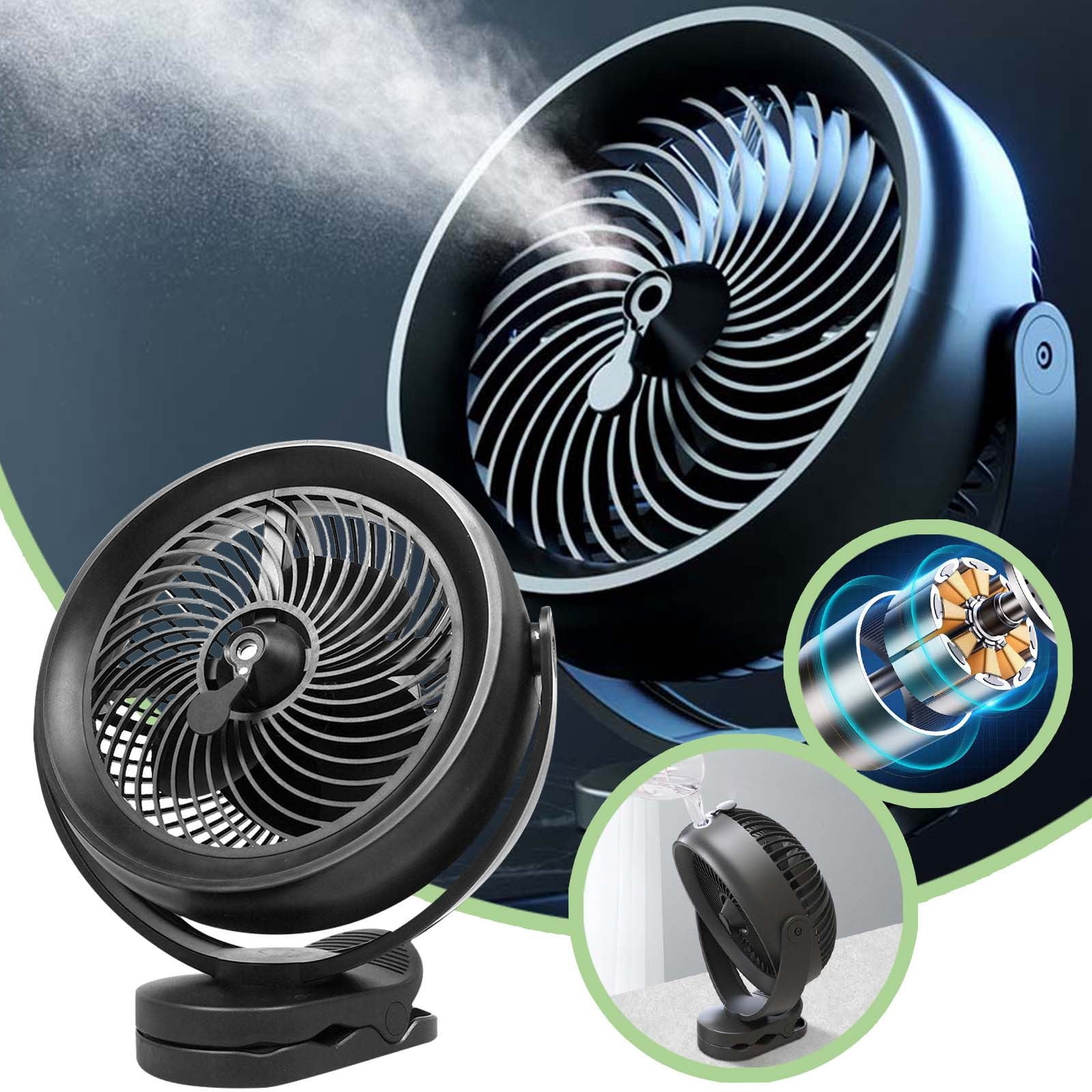 GARENAS Spray Fan Desktop Fan Rechargeable Electric Fan Desktop Small ...